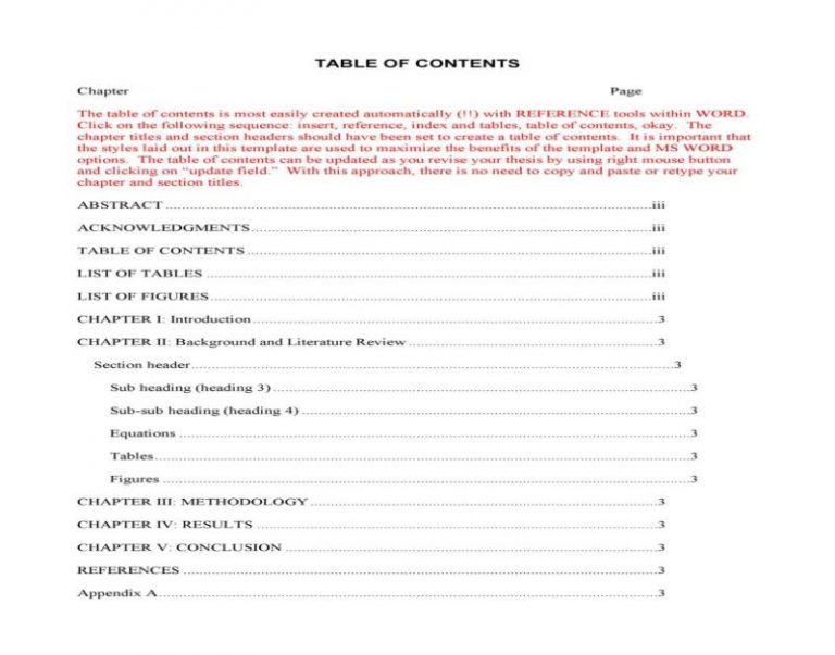 TABLE OF CONTENTS TEMPLATES AND EXAMPLES | Rayness Analytica I ...