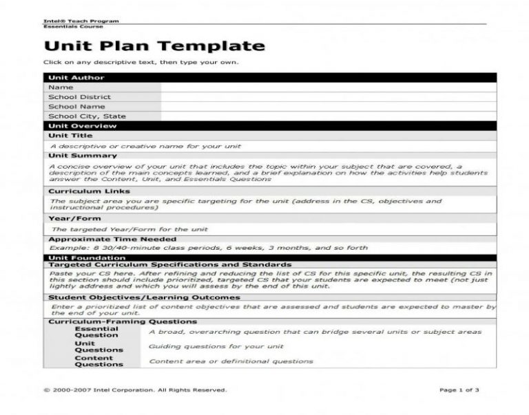UNIT PLAN TEMPLATES | Rayness Analytica I Professional Services Marketplace
